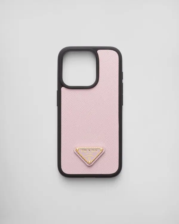 PRADA ピンクレザー iPhoneケース iPhone15pro Prada Saffiano Leather Cover For Iphone 15 Pro - Alabaster Pink